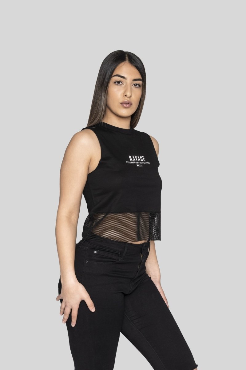Sleeveless Crop Muscle Tank | Fearless Crop Muscle Tank with Mesh Panel ...